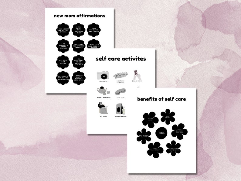 New Mom Self Care Workbook, Postpartum Journal, Mental Health, Therapy ...