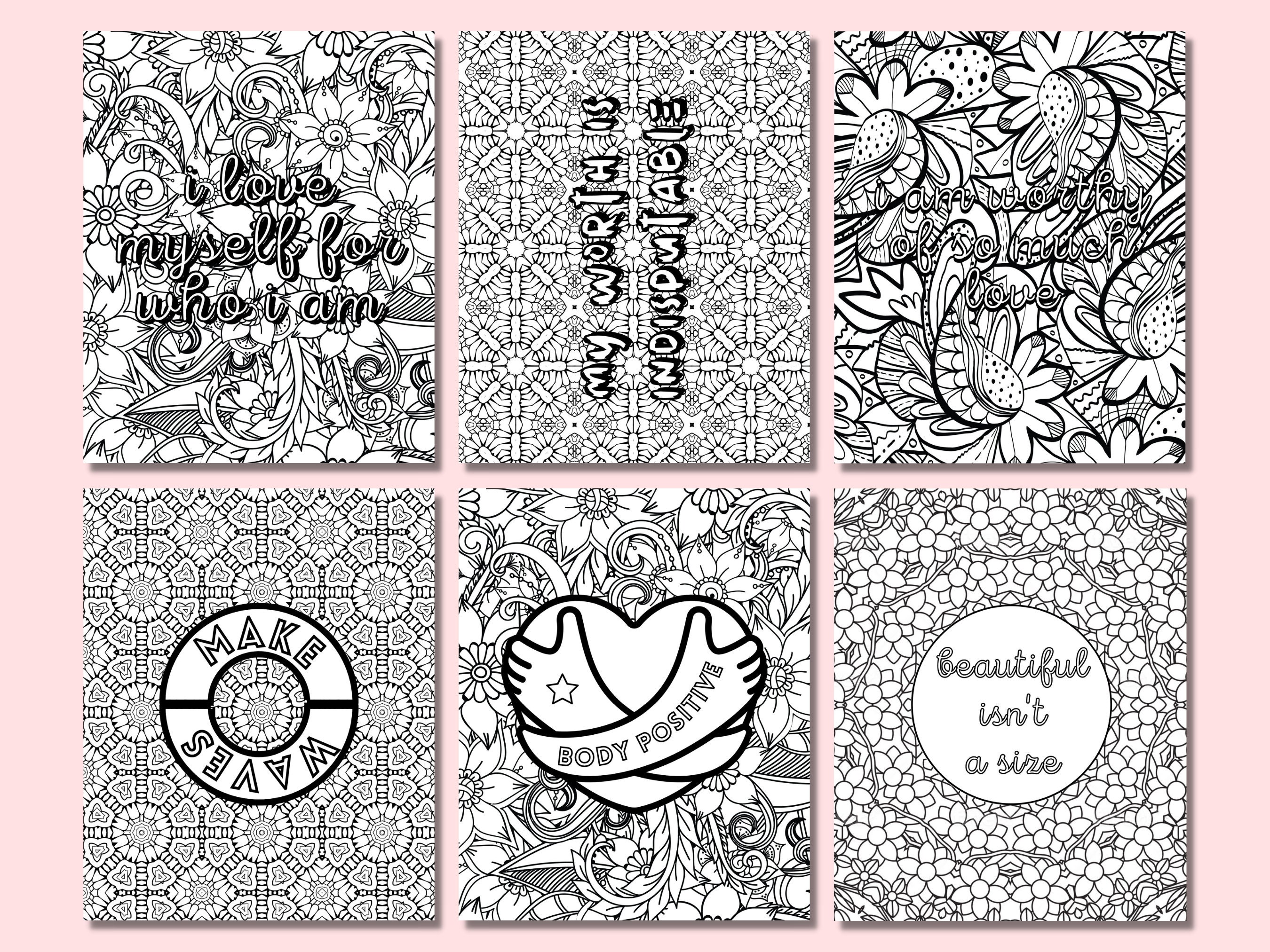 Body Positivity Coloring Pages, Body Image, Body Acceptance, Mental ...
