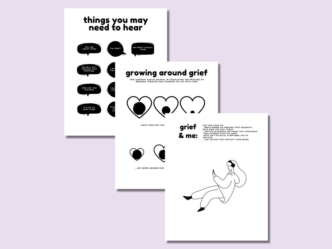 Grief Worksheets for Teens, Self Care Workbook, Grief Therapy Journal ...