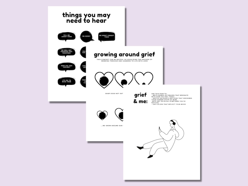 Grief Worksheets for Teens, Self Care Workbook, Grief Therapy Journal ...