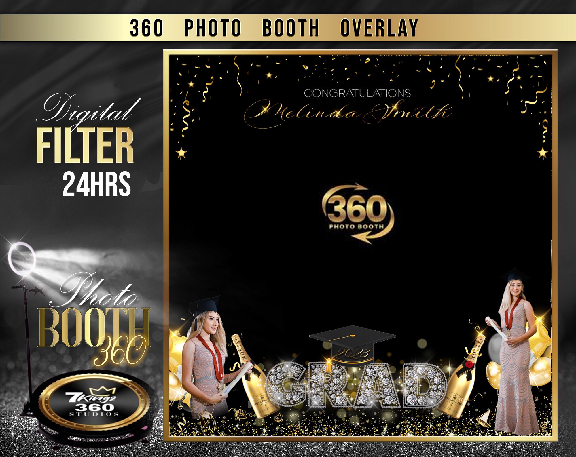 Black Graduation 360 Photo Booth Overlay Graduation 360 - Etsy