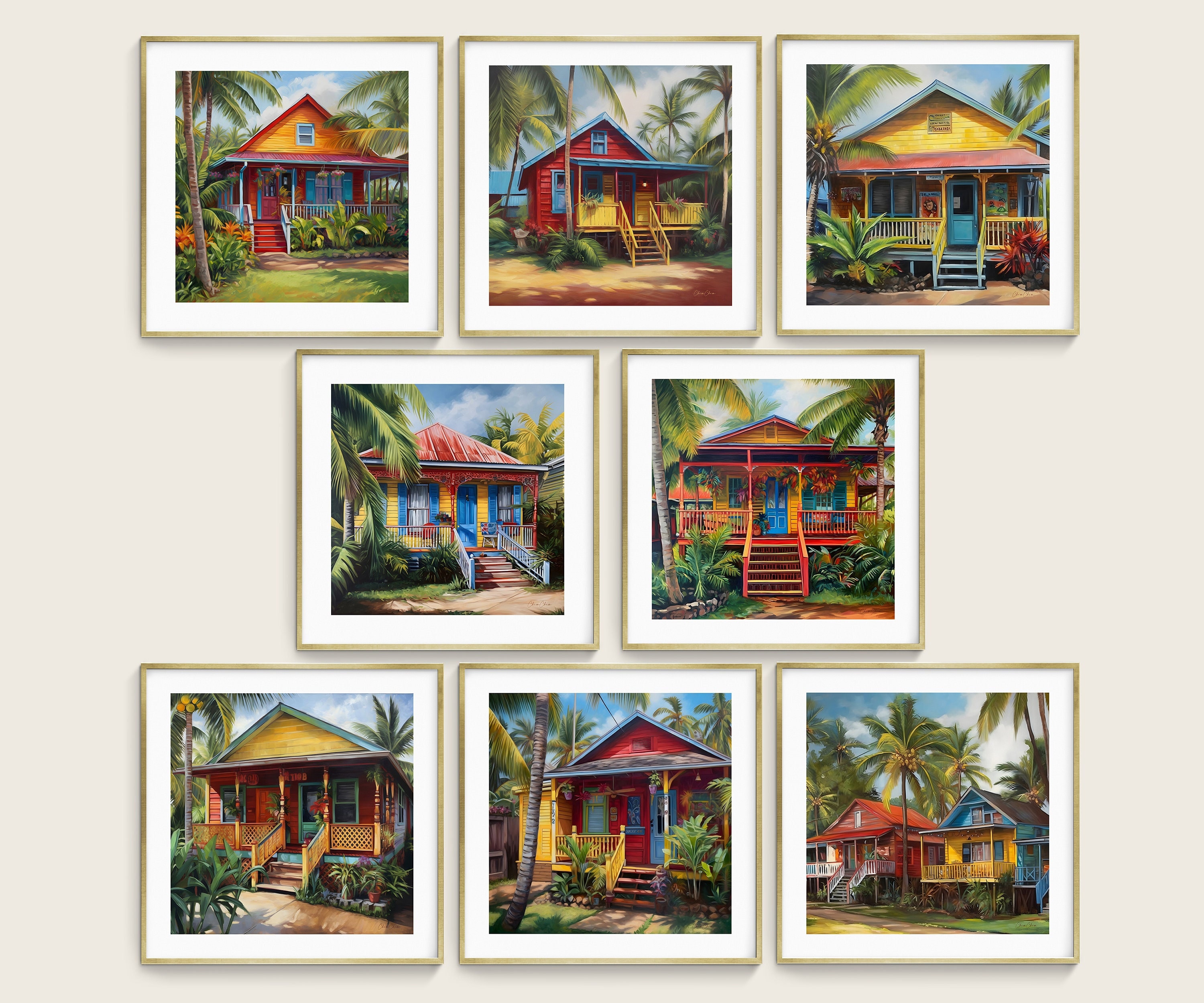 Set of 8 Caribbean Wall Art - Digital Download - Commercial Use - Home ...