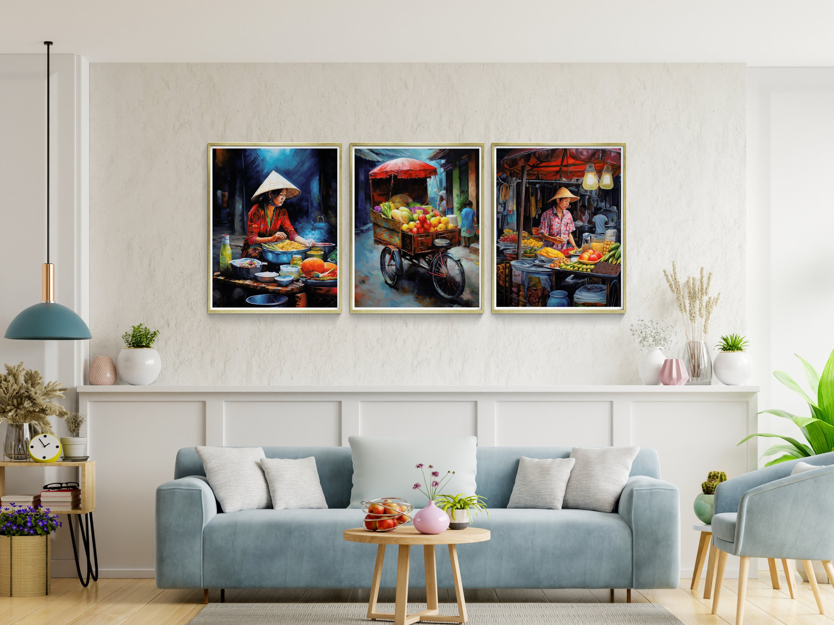 Set of 3 Wall Art Vietnam Digital Download Street Food Commercial Use Home Decor Vietnam Travel ...