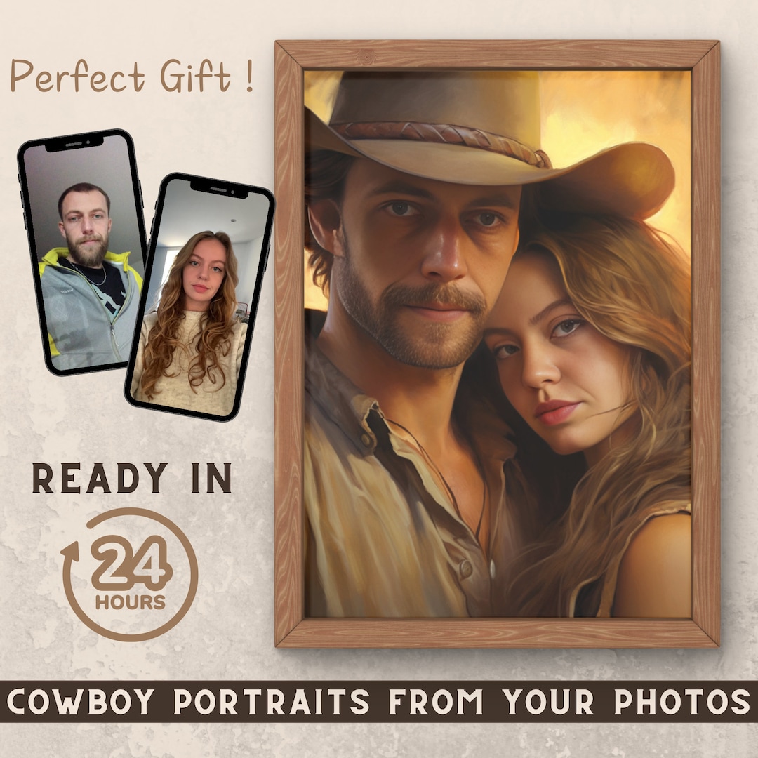 Custom Cowboy Portraits Printed Portraits Custom Portrait From Photo ...