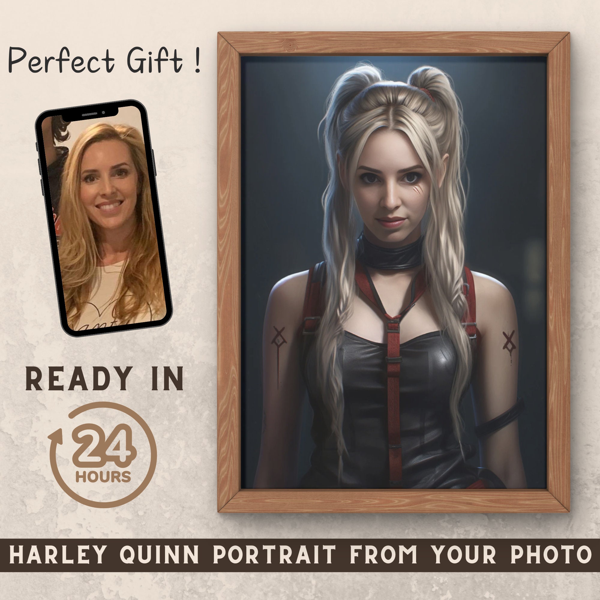 Custom Harley Quinn Portrait From Photo Digital Download Custom ...