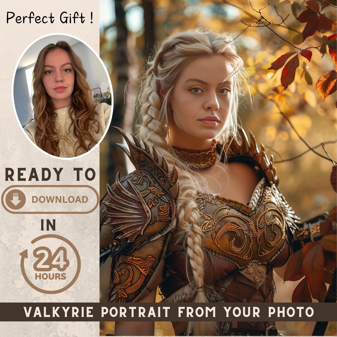 Custom Valkyrie Portrait From Your Photo - Digital Download - Gift for ...
