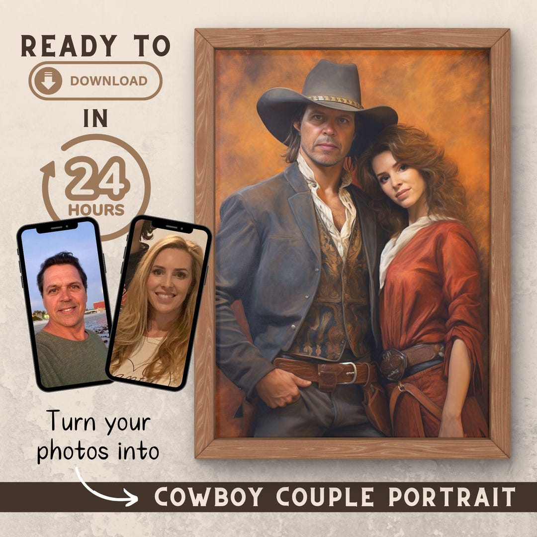 Custom Cowboy Portraits Printed Portraits Custom Portrait From Photo ...
