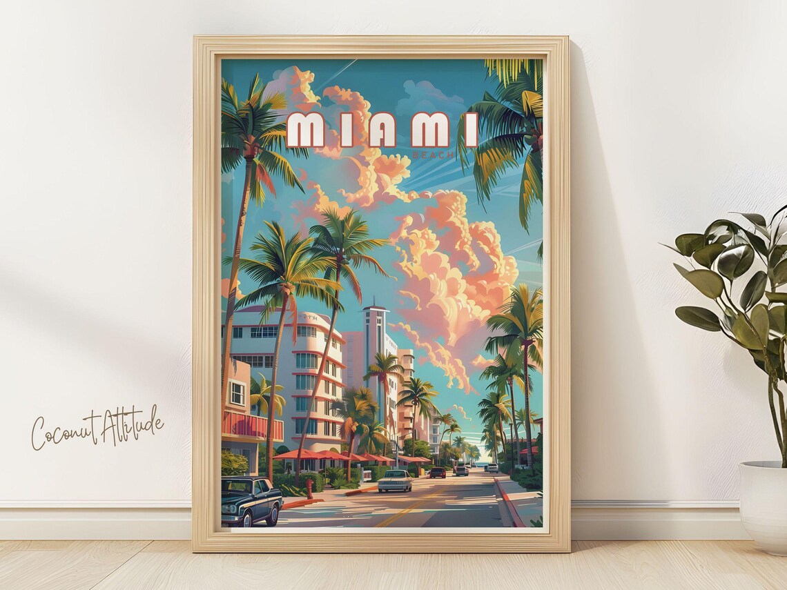 Miami Beach Travel Poster - Digital Download - Commercial Use ...
