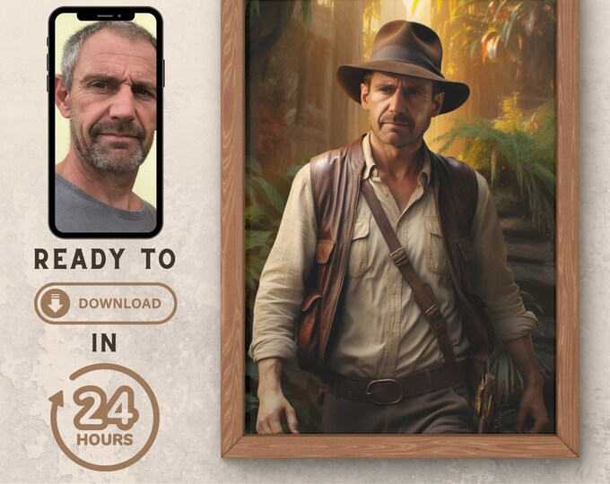 Custom Indiana Jones Portrait Digital Download Custom Portrait From ...