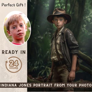 Custom Indiana Jones Kid Portrait - Printed Portrait - Portrait From ...