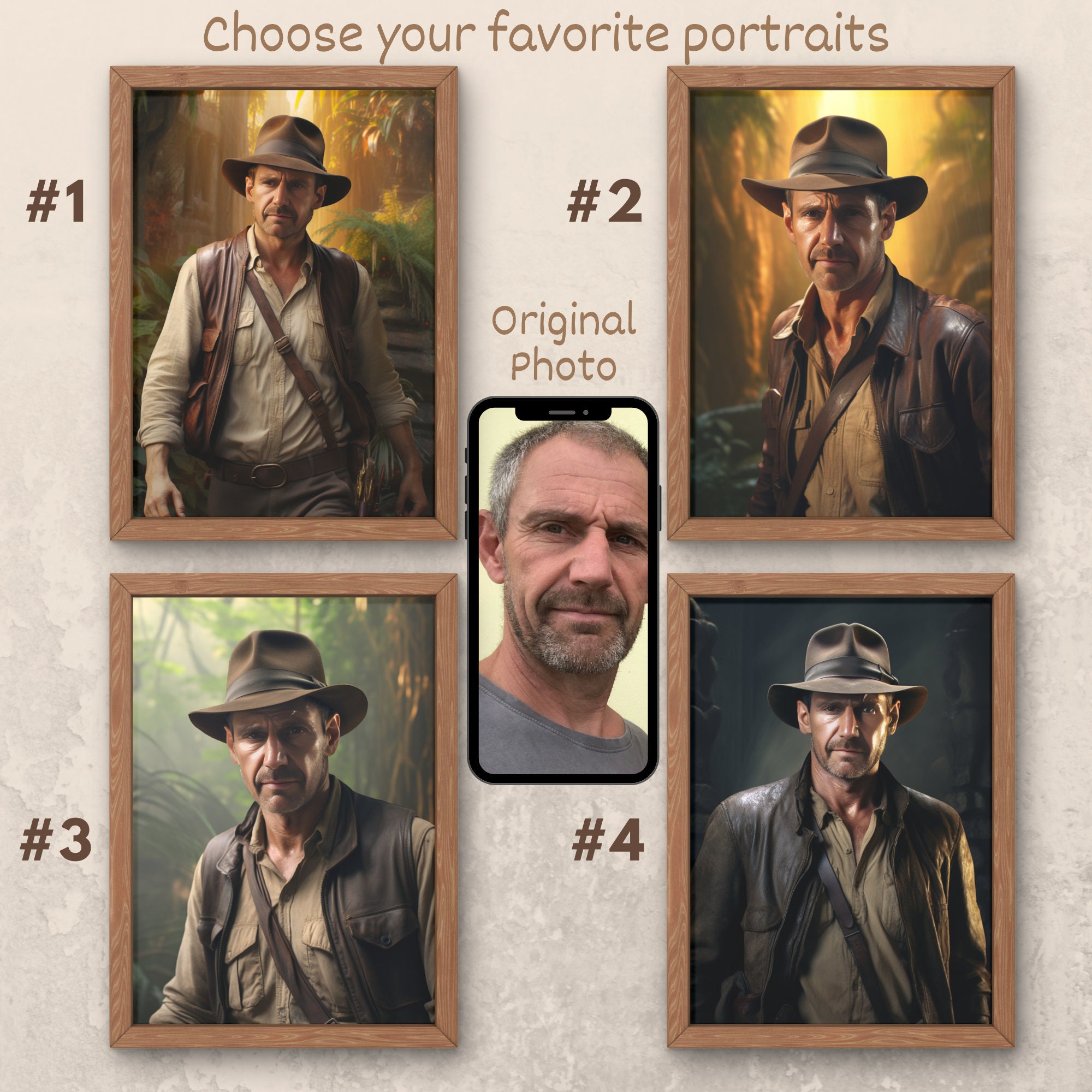Custom Indiana Jones Portrait - Printed Portrait - Custom Portrait From ...