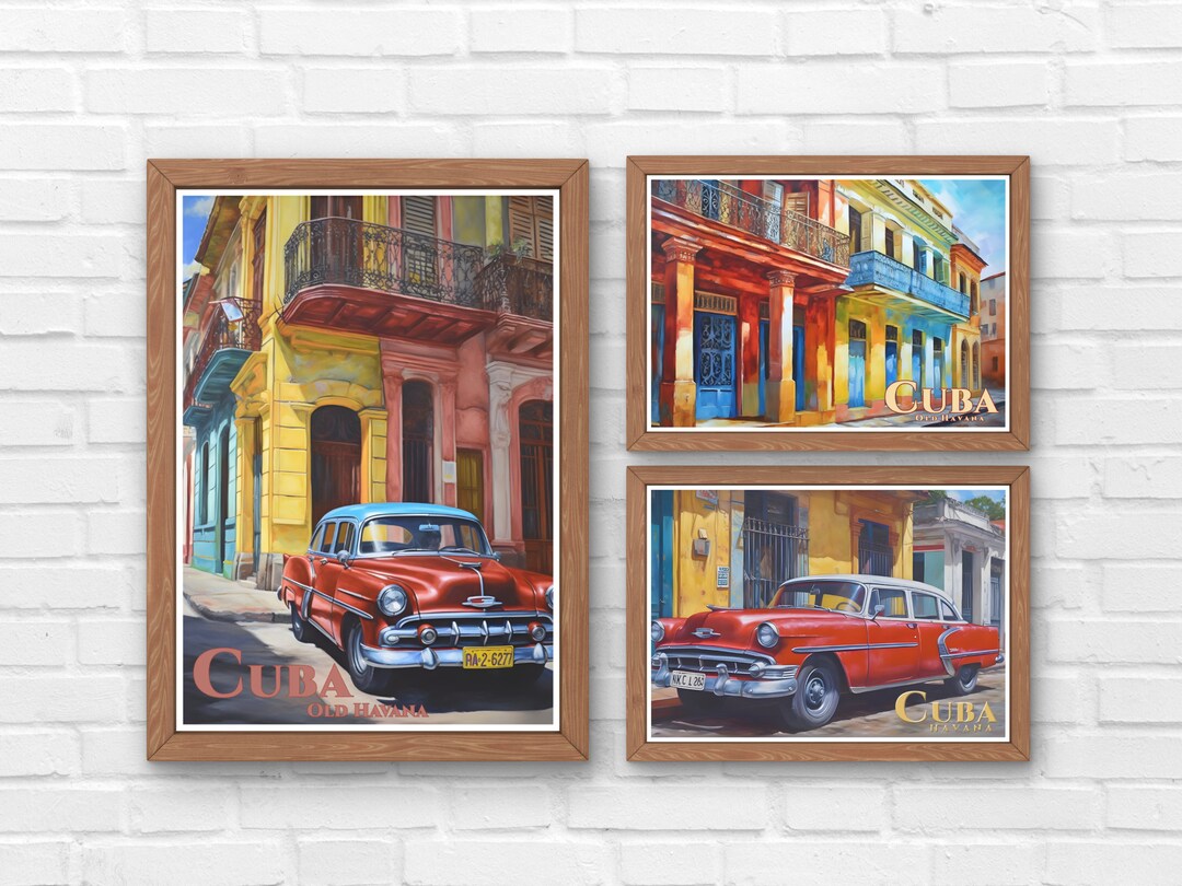 Set of 3 Wall Art - Cuba Digital Download - Havana - Commercial Use ...
