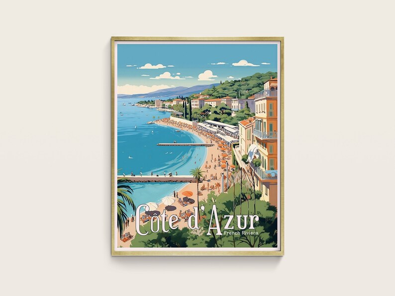 French Riviera Travel Poster Digital Download Commercial - Etsy