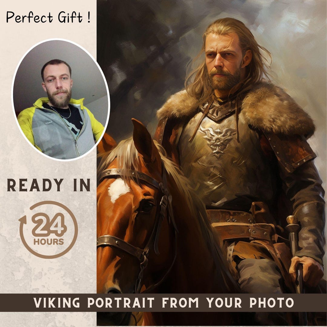 Custom Viking Portrait From Your Photo - Printed Portrait - Gift Ideas ...