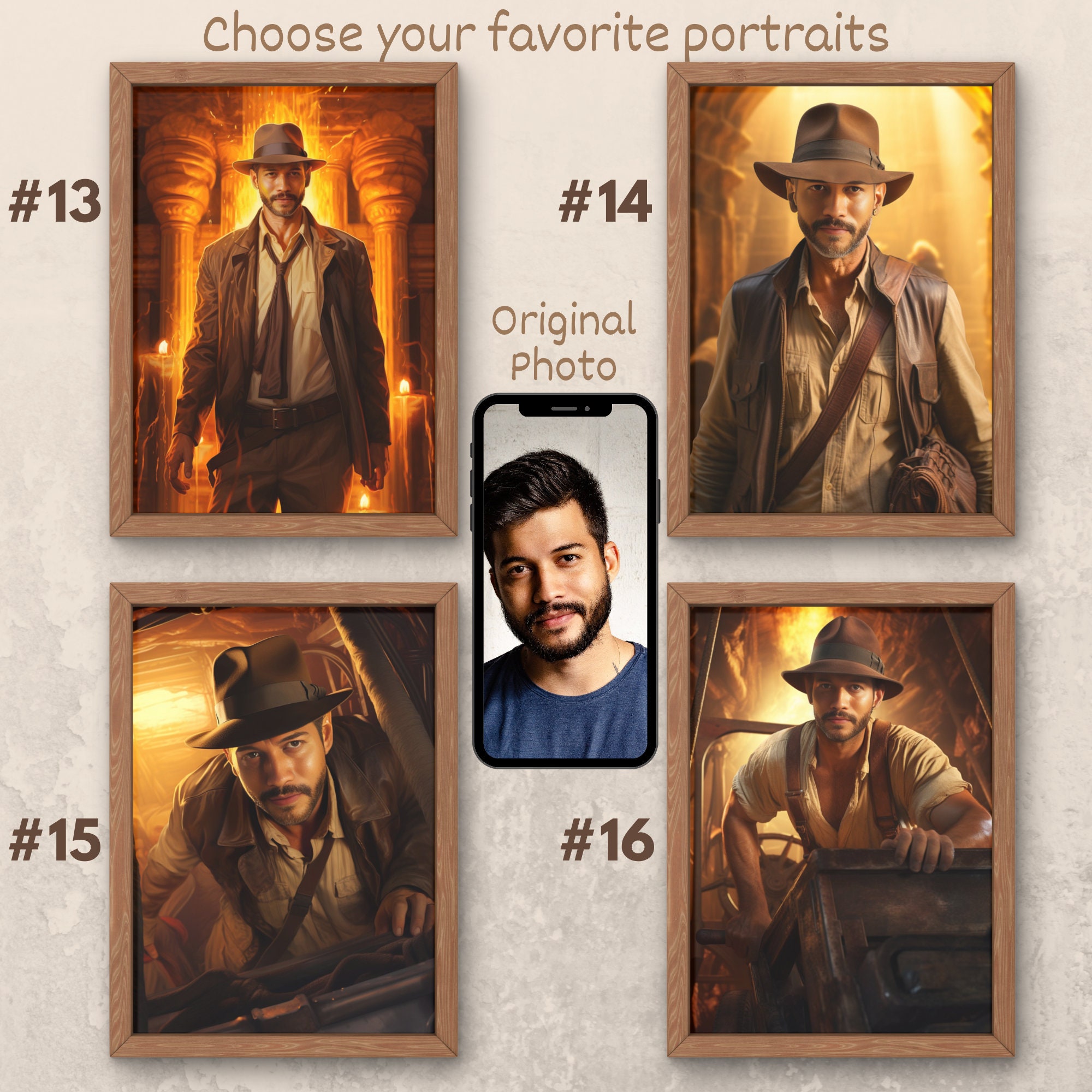 Custom Indiana Jones Portrait - Printed Portrait - Custom Portrait From ...