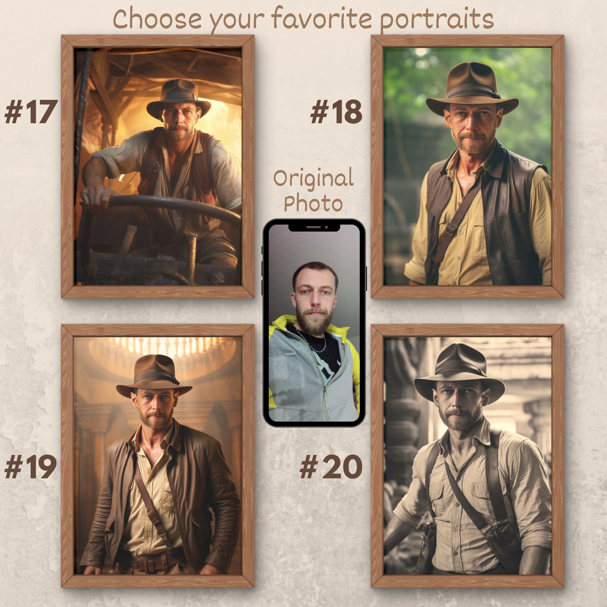 Custom Indiana Jones Portrait - Printed Portrait - Custom Portrait From ...
