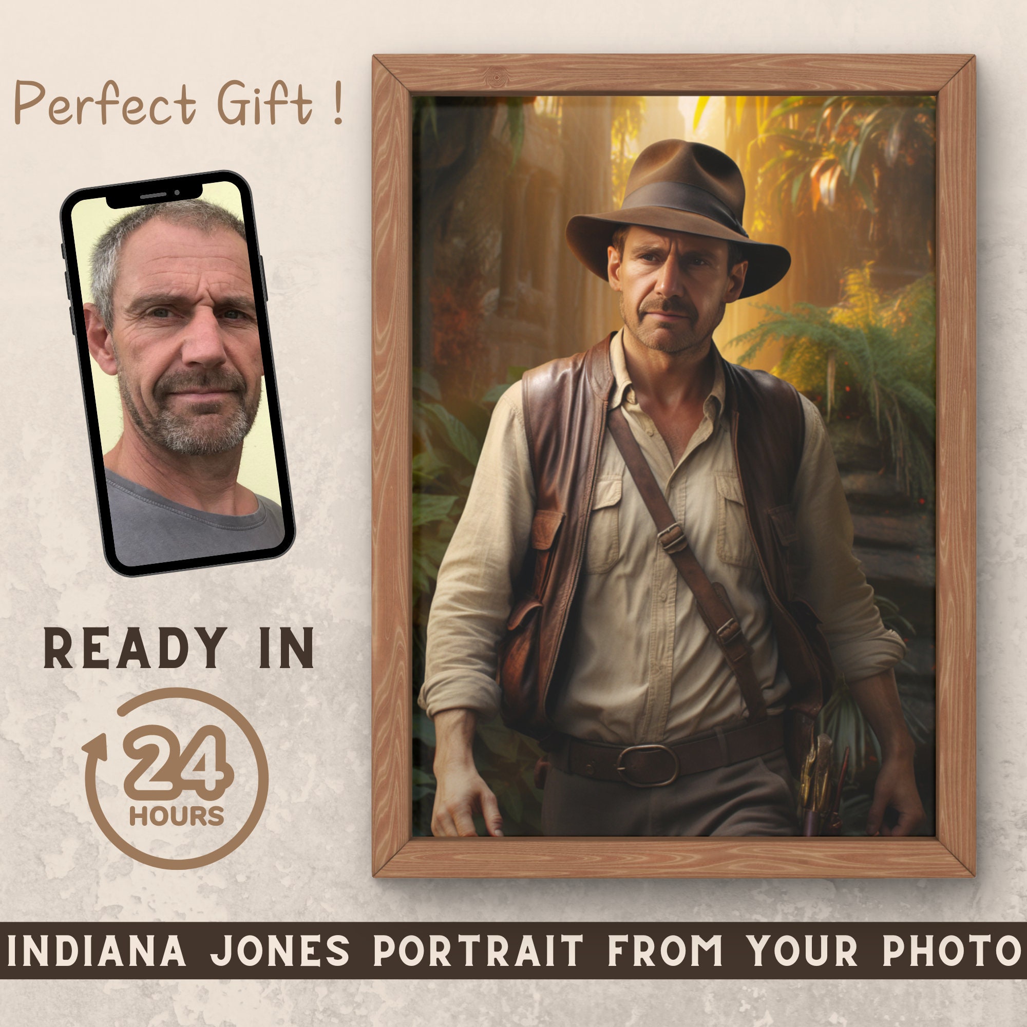 Custom Indiana Jones Portrait - Printed Portrait - Custom Portrait From ...
