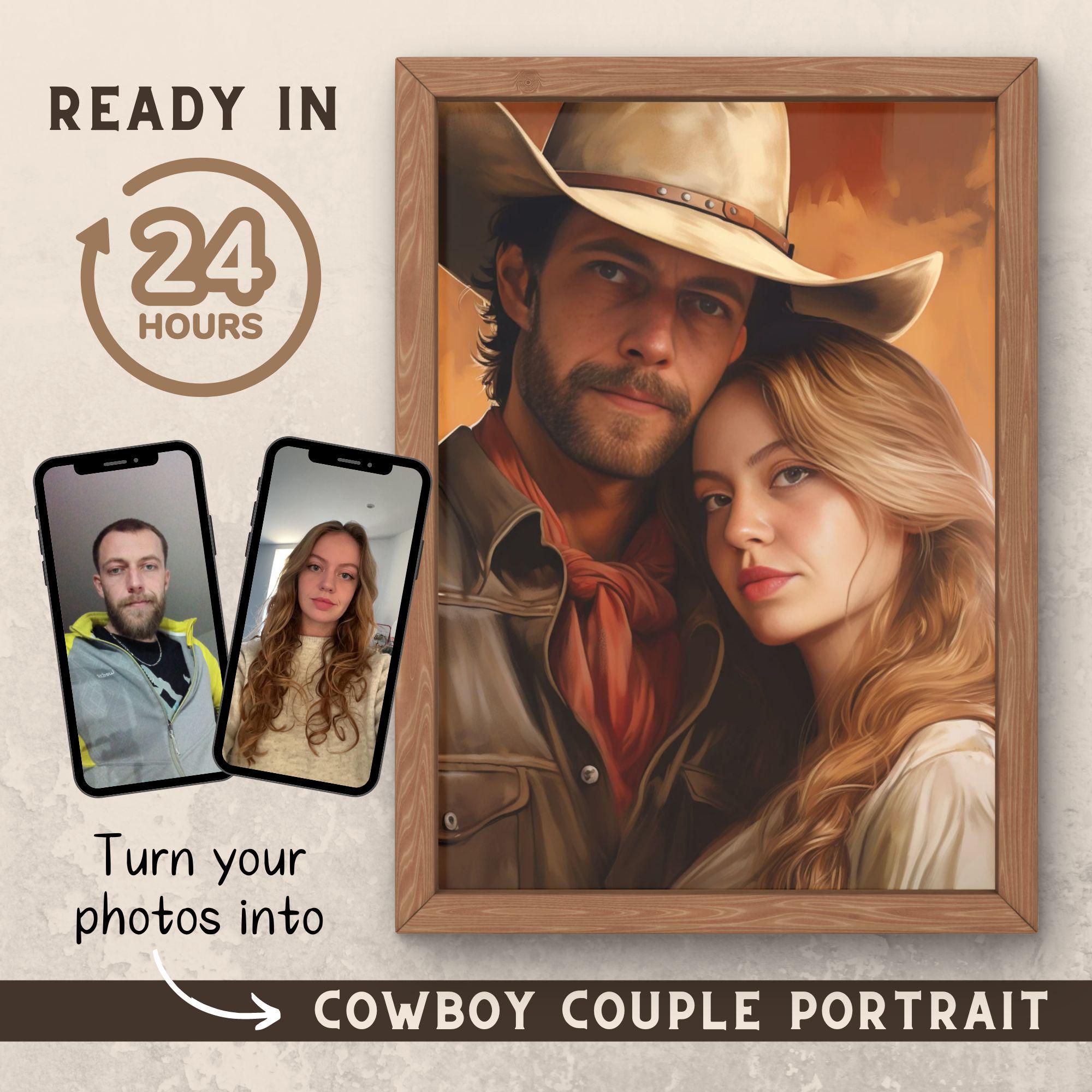 Custom Cowboy Portraits Printed Portraits Custom Portrait From Photo ...