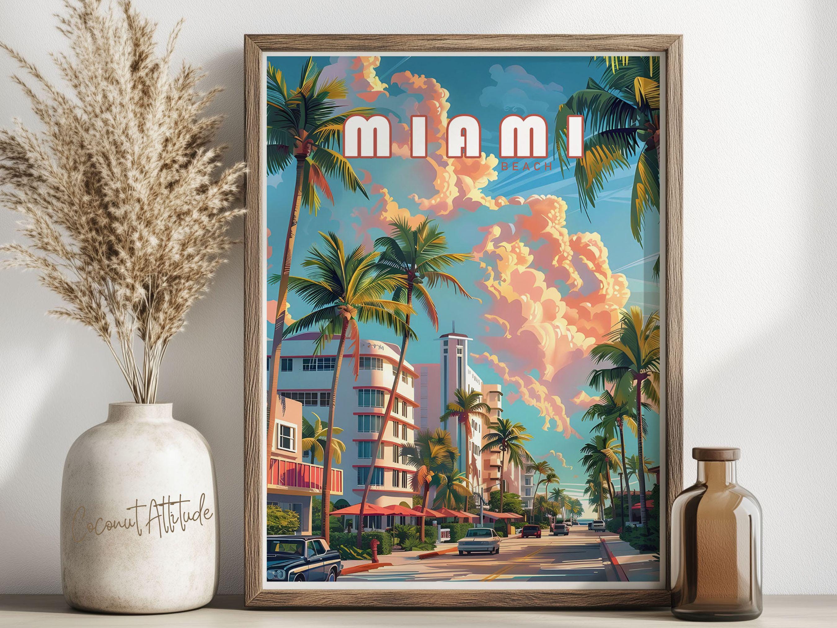 Miami Beach Travel Poster - Digital Download - Commercial Use ...