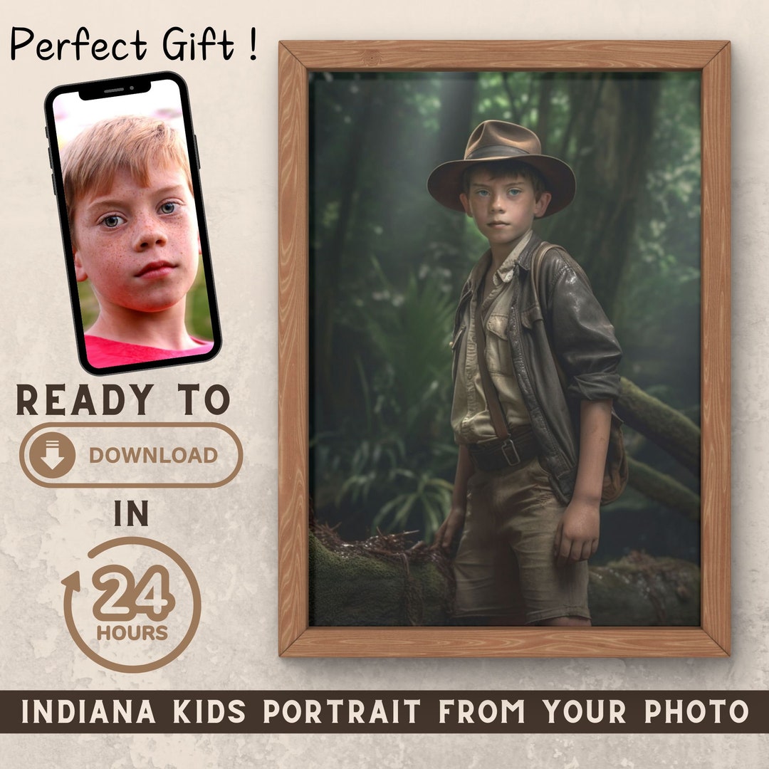 Custom Indiana Jones Kid Portrait - Digital Download - Custom Portrait ...