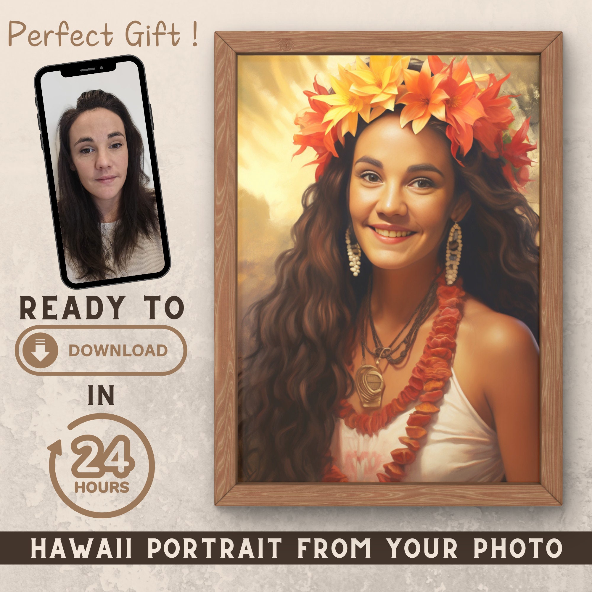 Custom Hawaii Portrait Digital Download Custom Portrait From Photo Gift ...