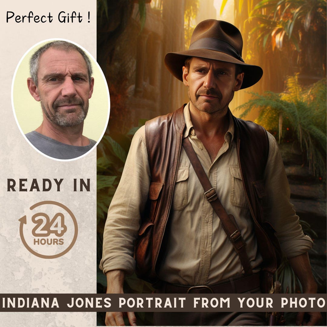 Custom Indiana Jones Portrait - Printed Portrait - Custom Portrait From ...