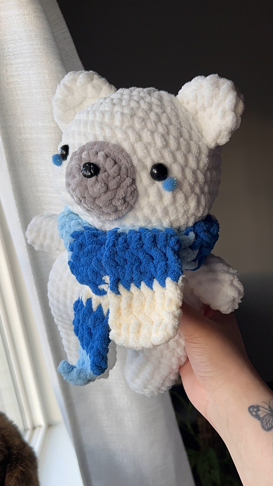 Handmade Polar Bear With Scarf Plushie - Etsy