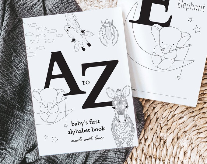 26 Pages Alphabet Coloring Book Printable for Kids, Alphabet Coloring ...