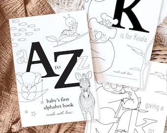 Expanded ABC and 123 Baby Shower Coloring Book Animal Alphabet and ...