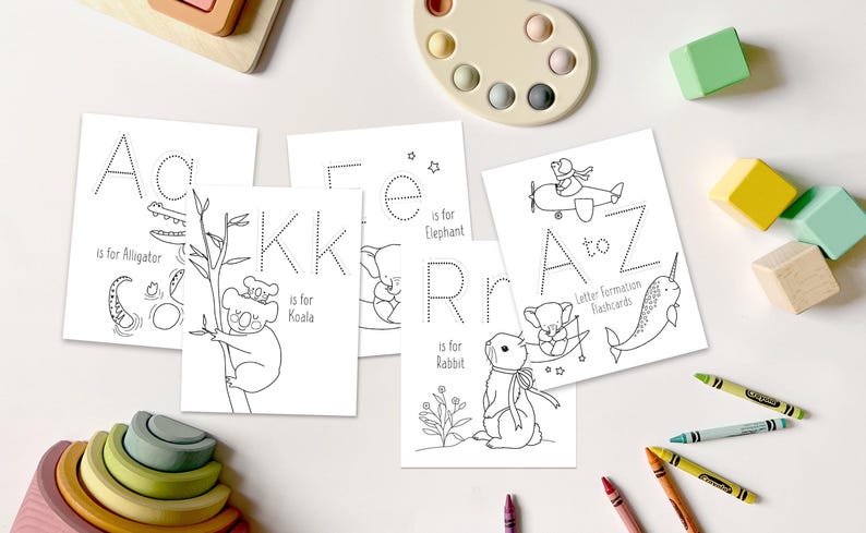 Alphabet Flash Cards | ABC & 123 Coloring and Letter Tracing Activity ...