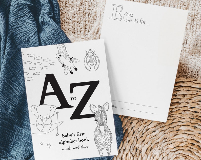 Blank ABC Coloring Book | Alphabet Drawing Pages | ABC Baby Shower Book ...