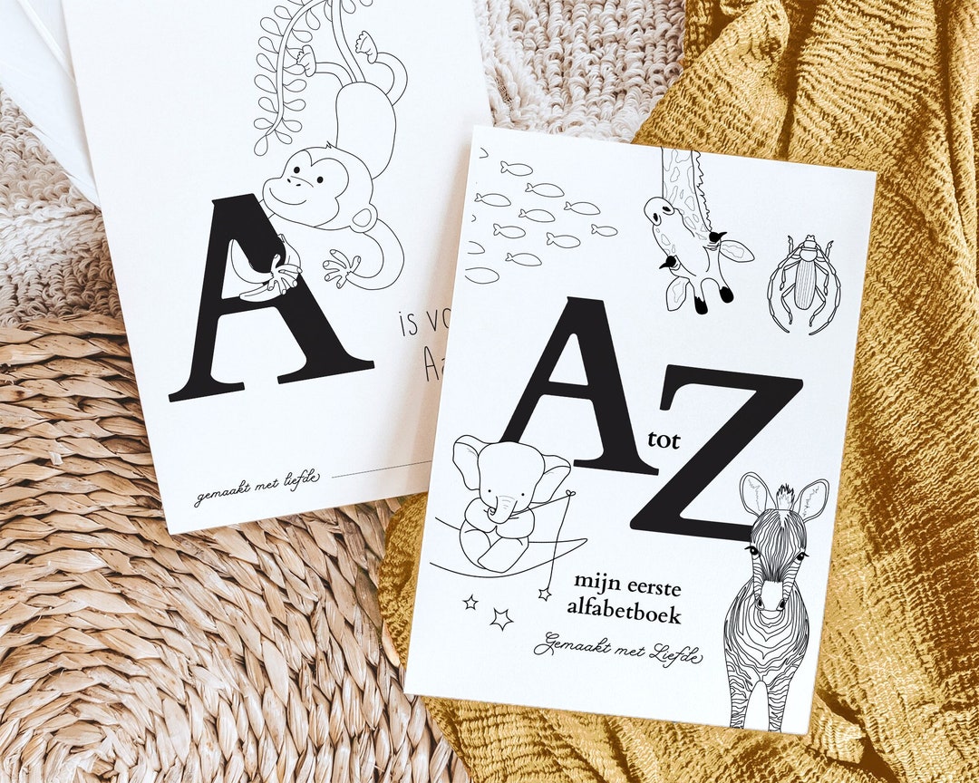Dutch ABC Coloring Book | Baby's Eerste Alfabet Kleurboek | Animal ...