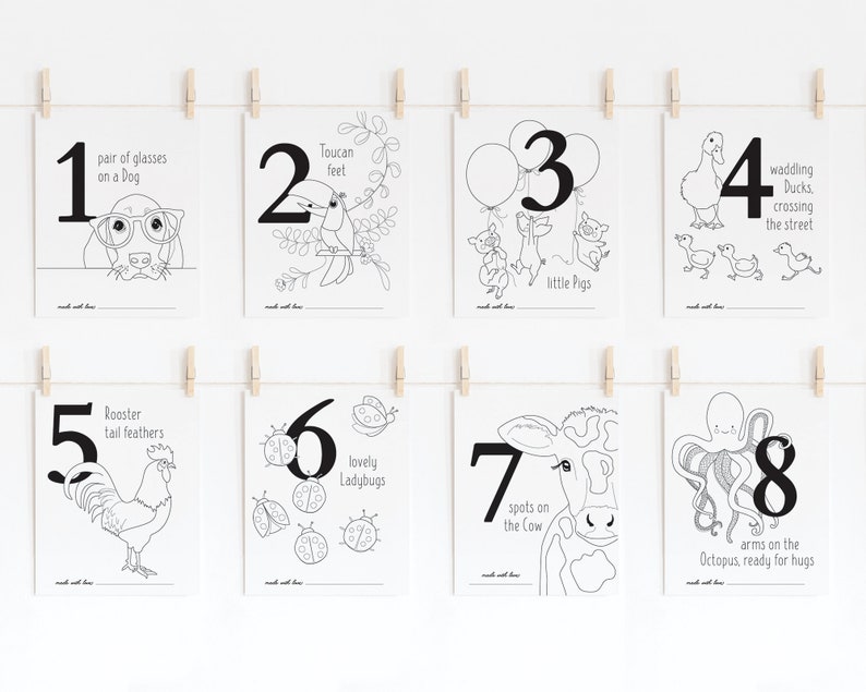 Expanded ABC and 123 Baby Shower Coloring Book Animal Alphabet and ...