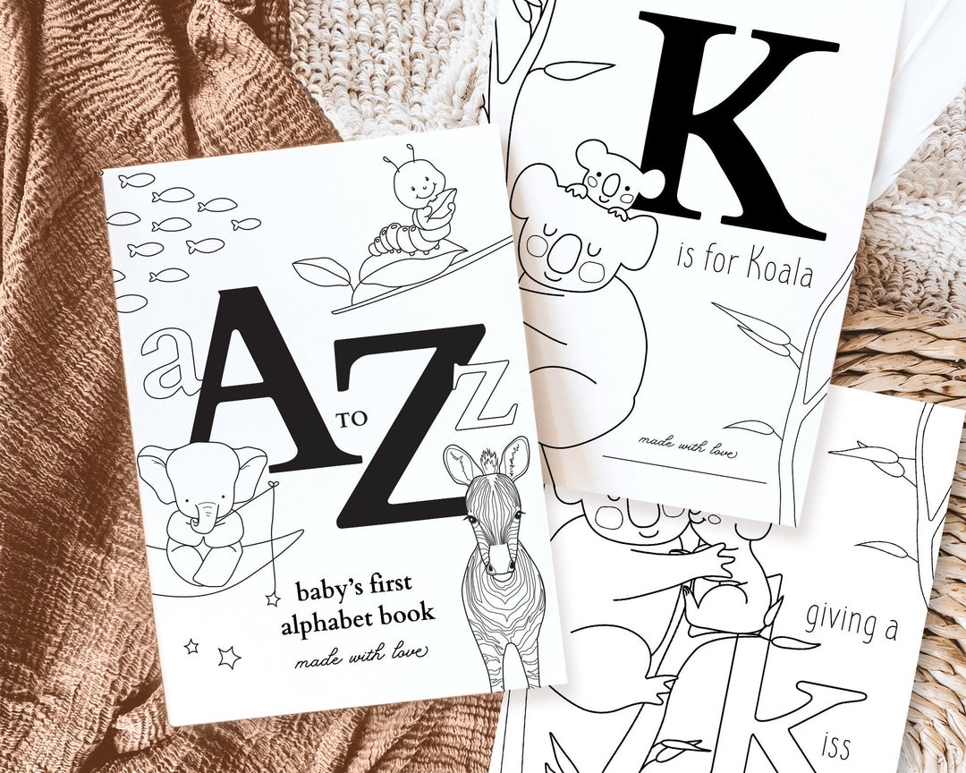 Expanded ABC Baby Shower Coloring Book | Animal Alphabet Coloring Pages ...