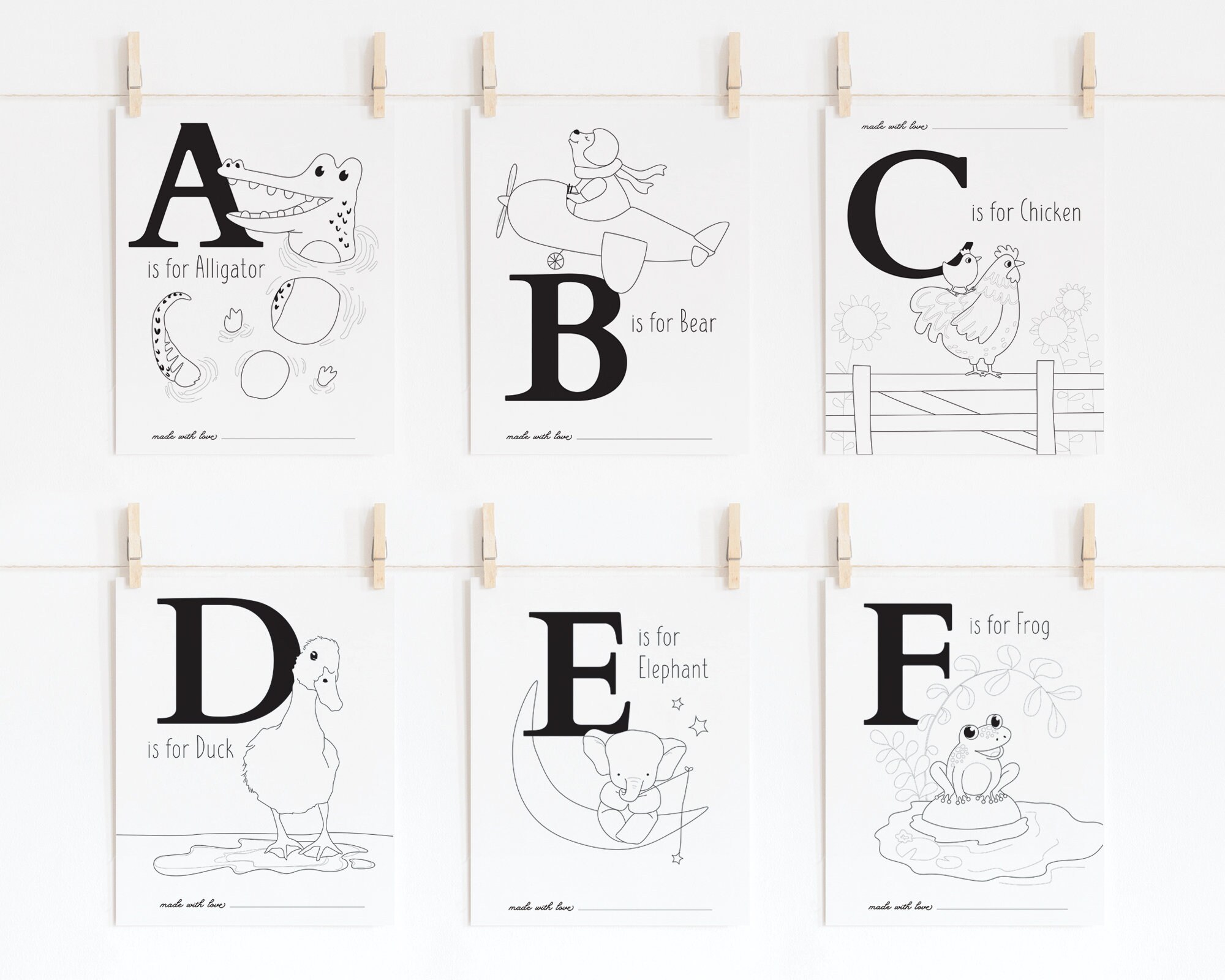 ABC Coloring Book Animal Alphabet Coloring Pages Citrus Baby Shower ...