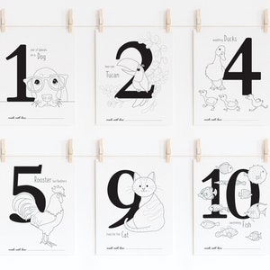 123 Coloring Book Numbers Coloring Pages Counting Animals - Etsy