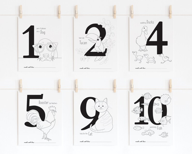 123 Coloring Book Numbers Coloring Pages Counting Animals - Etsy