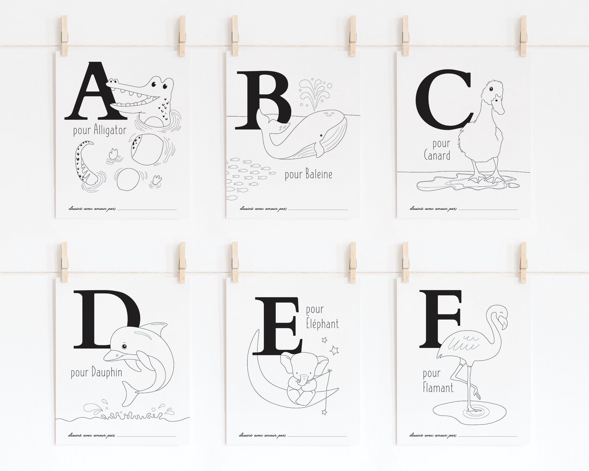 French ABC Coloring Book Coloriages De L'alphabet Des Animaux En ...