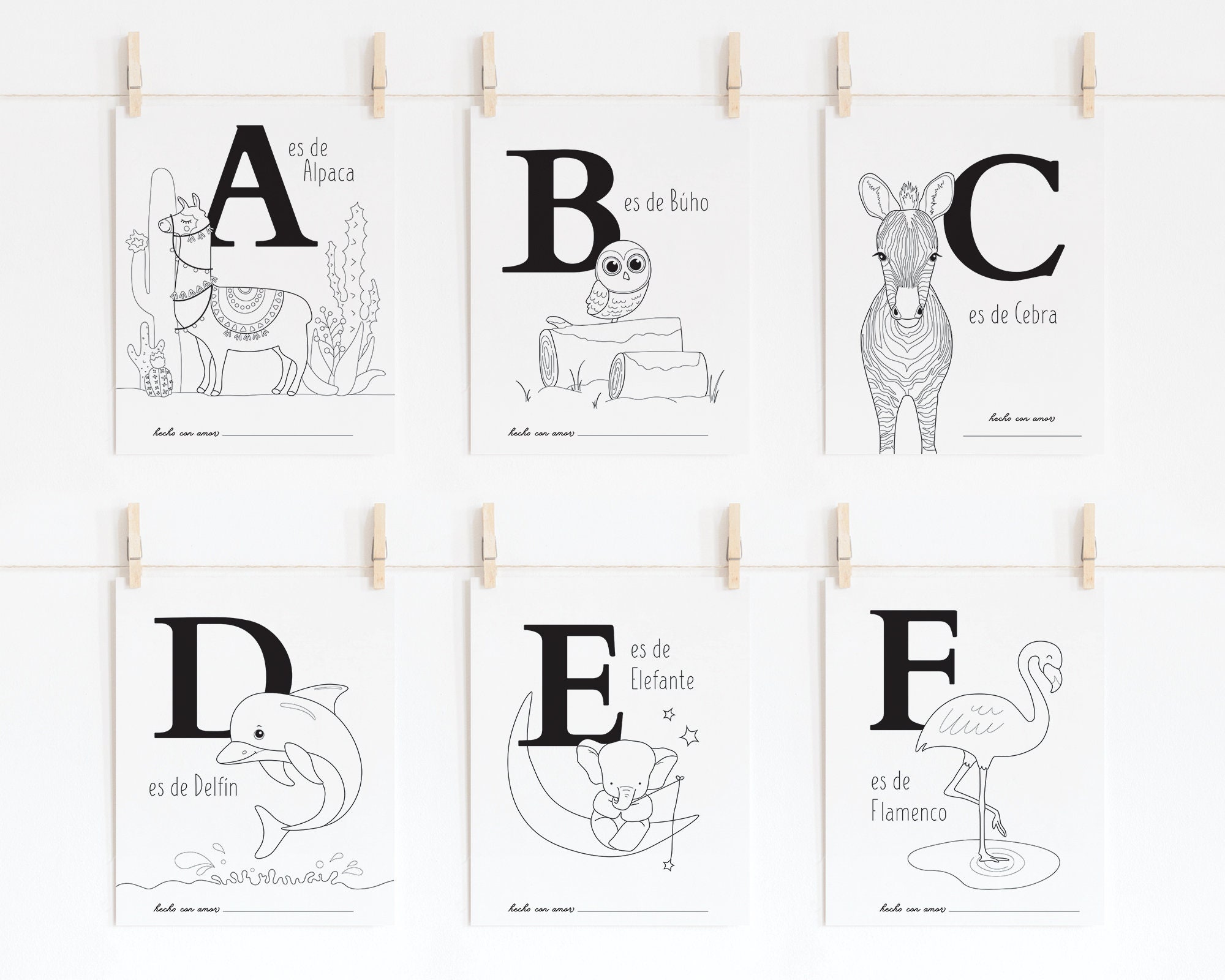 Spanish ABC Coloring Book | Animal Alphabet En Español | Baby Shower ...