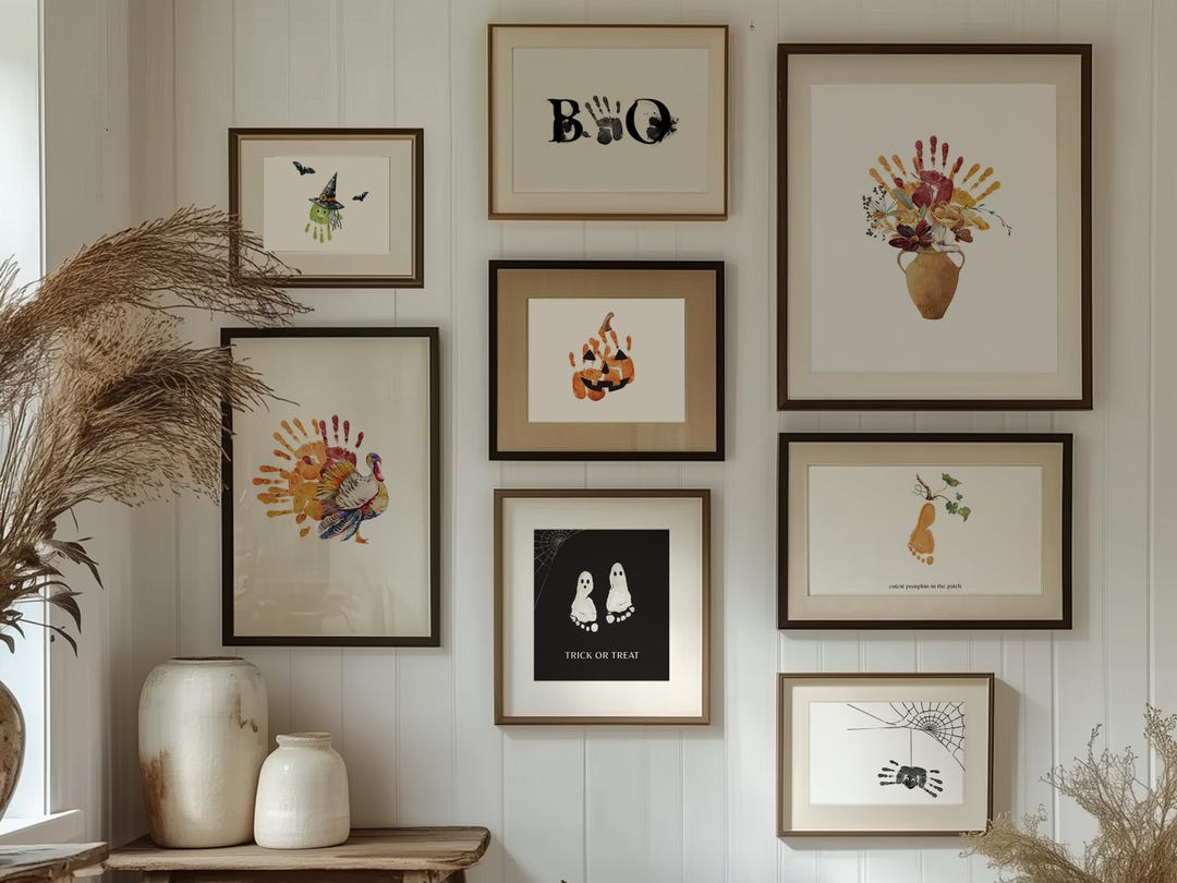 Fall Handprint Art Bundle | Halloween, Thanksgiving, Autumn Keepsake ...