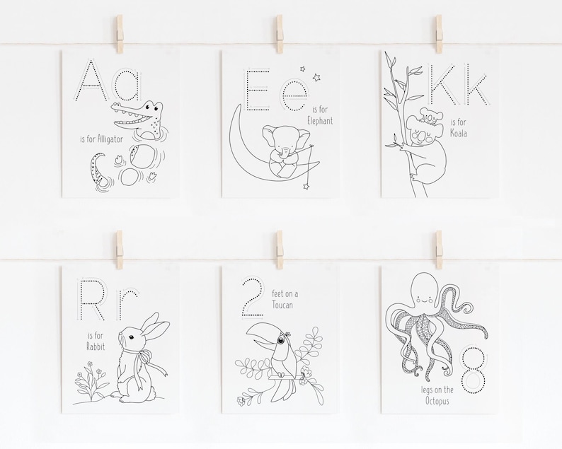 Alphabet Flash Cards | ABC & 123 Coloring and Letter Tracing Activity ...
