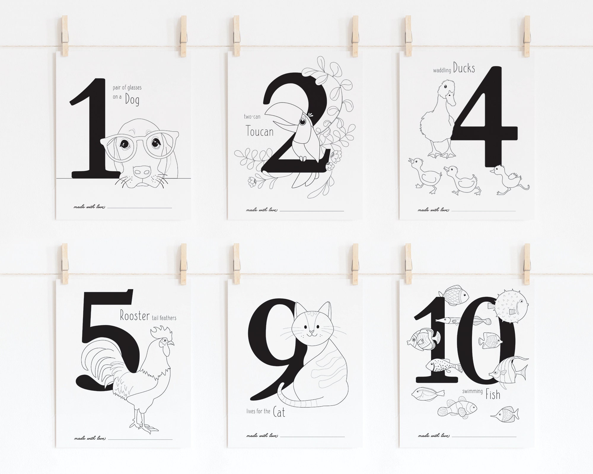 Animal Alphabet & Numbers Coloring Book | ABC and 123 Baby Shower Game ...