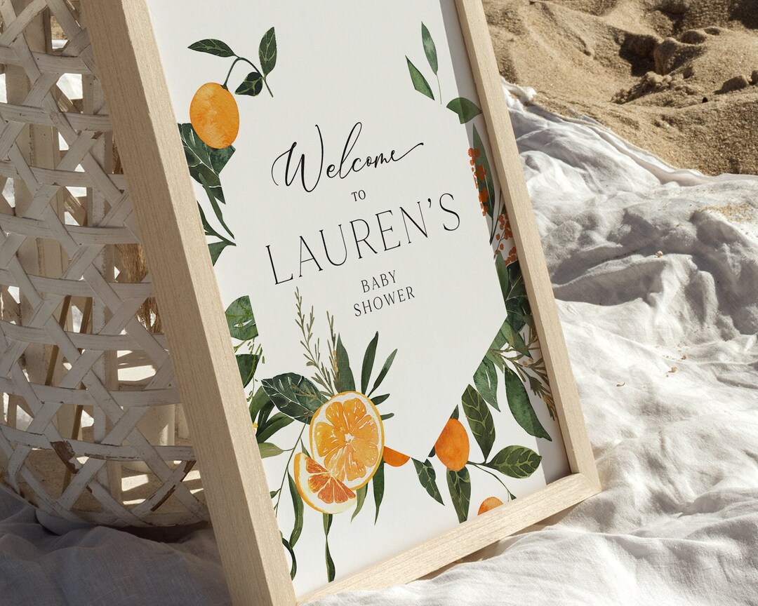 Citrus Baby Shower Welcome Sign | Personalized Little Cutie Theme ...