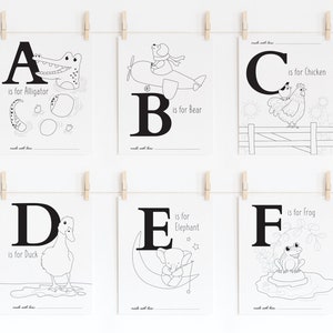 Printable ABC Animal Coloring Book | Baby Shower Game | Keepsake Gift ...