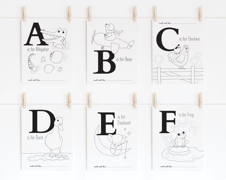 Animal Alphabet & Numbers Coloring Book | ABC and 123 Baby Shower Game ...
