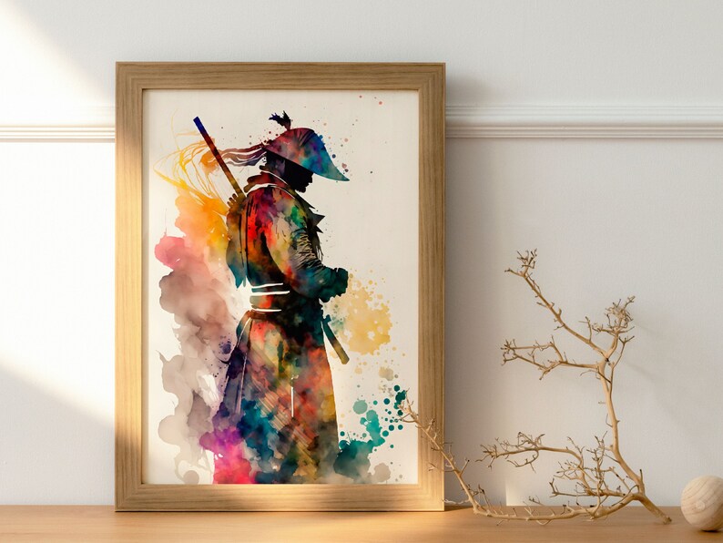 Japanese Samurai Watercolor PRINTABLE ART Samurai Print Instant ...