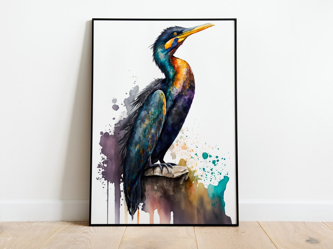 Watercolor Cormorant PRINTABLE ART Cormorant Instant Download Cormorant ...
