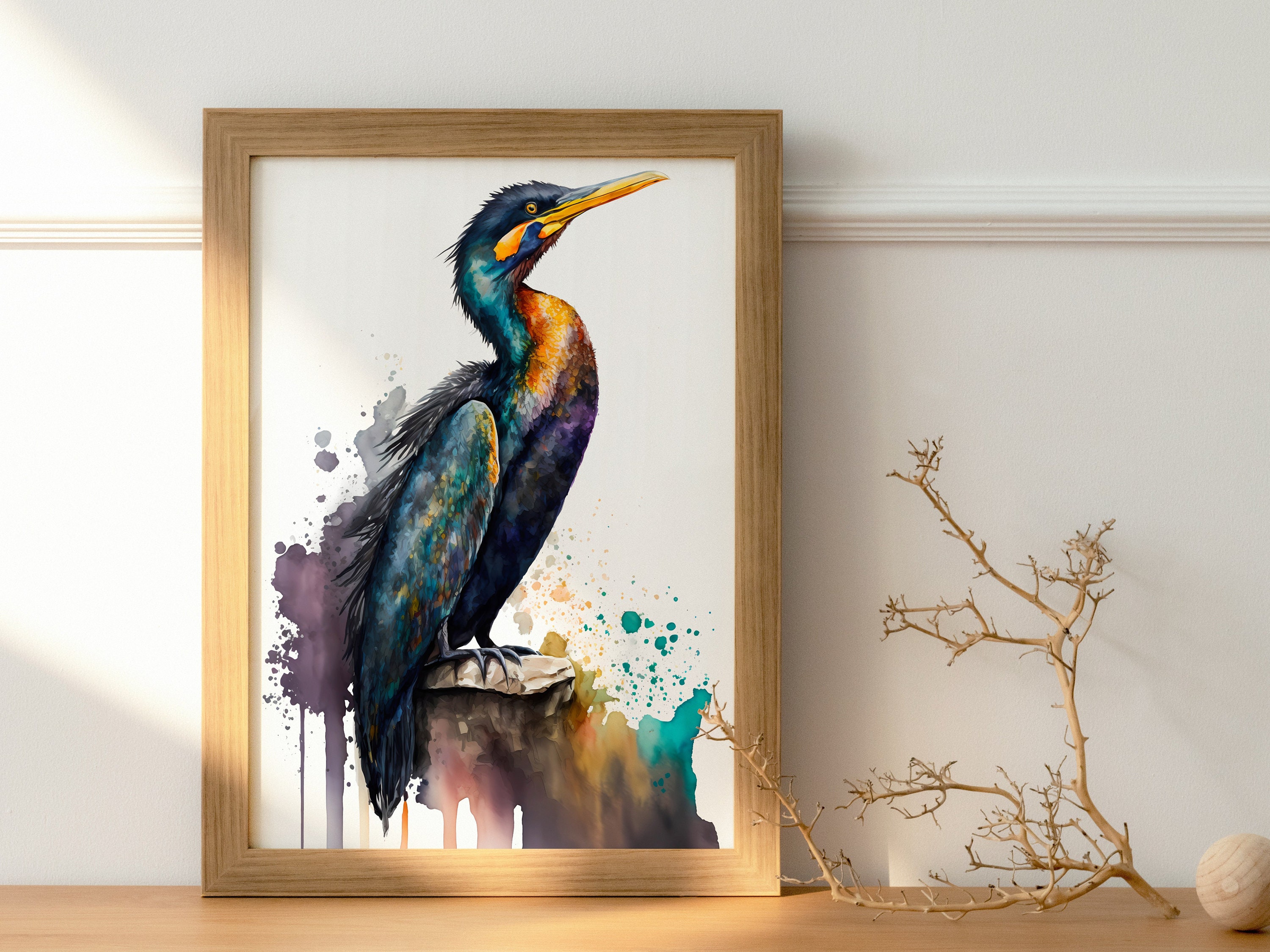 Watercolor Cormorant PRINTABLE ART Cormorant Instant Download Cormorant ...