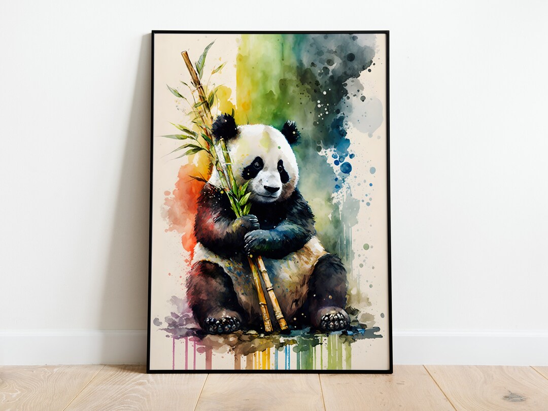 Colourful Panda, Watercolour, Digital Poster, Downloadable Art Print ...