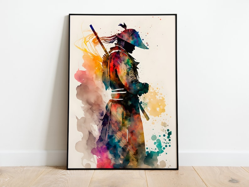 Japanese Samurai Watercolor PRINTABLE ART Samurai Print Instant ...